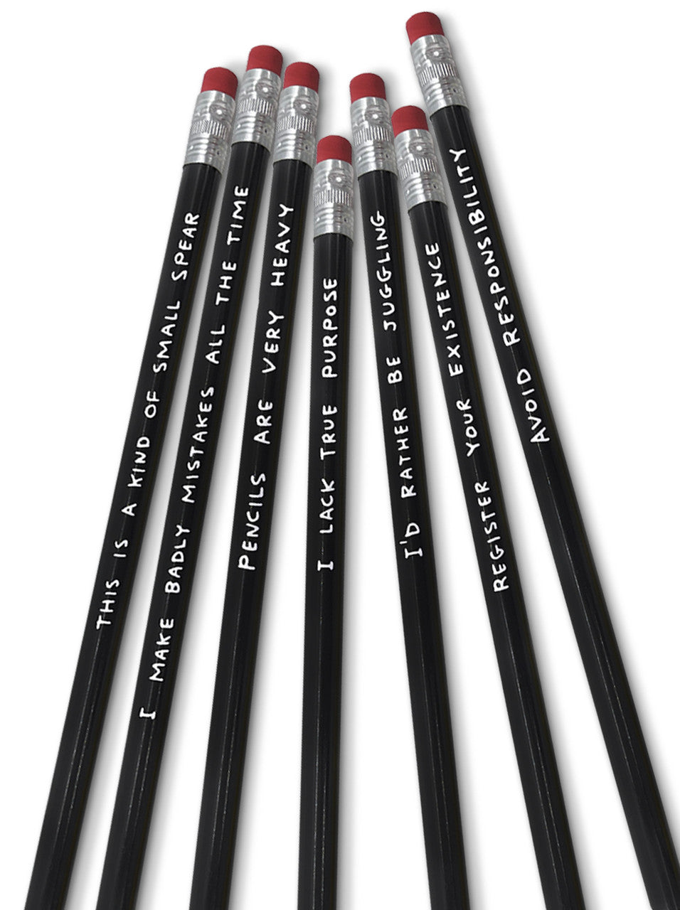 David Shrigley // 7 Pencils Black Set — OPEN EDITIONS